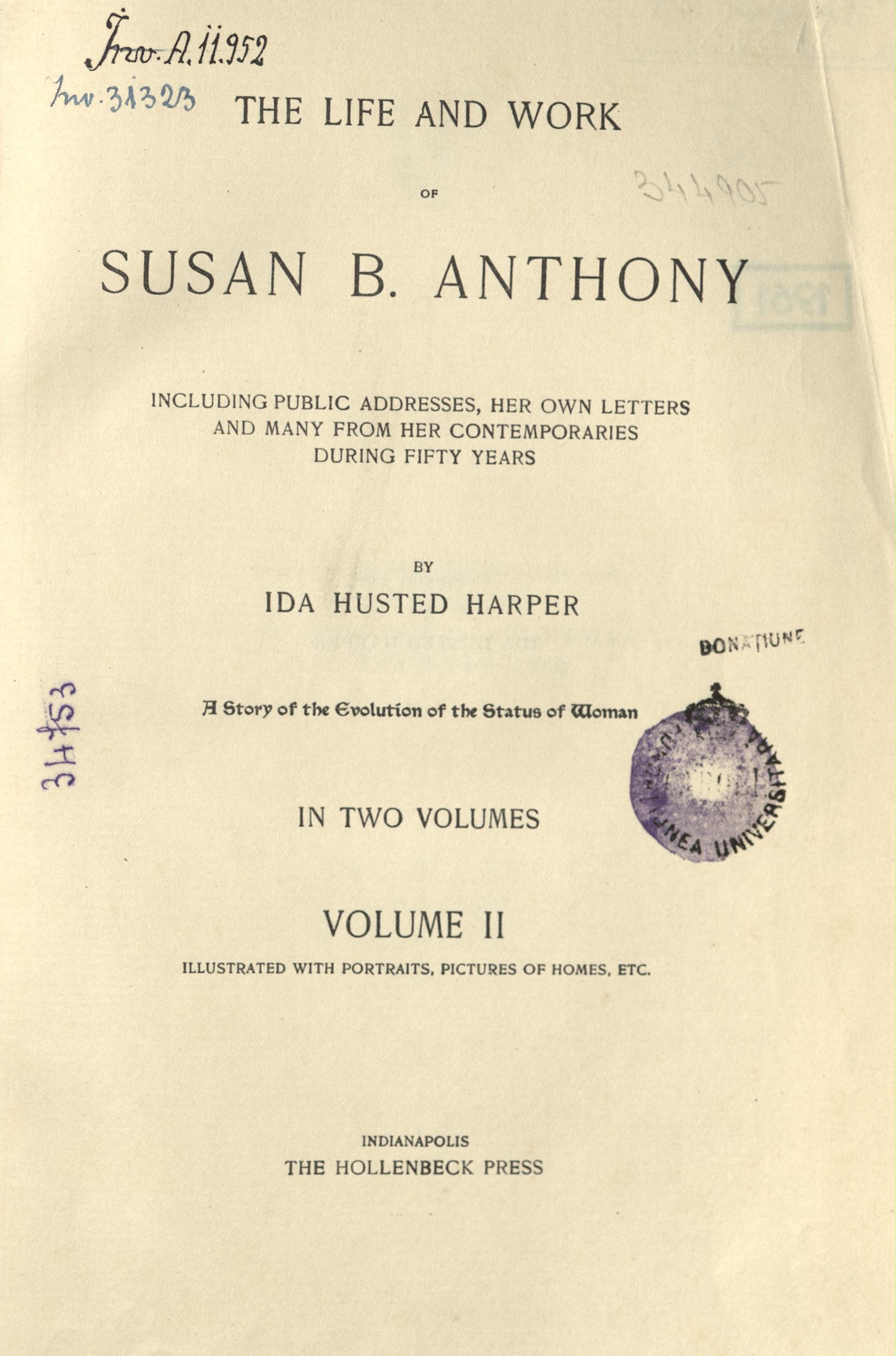 Restitutio | The life and work of Susan B. Anthony Vol. 2